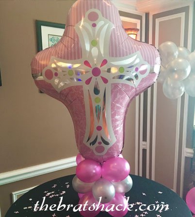 Cross Balloon Table Topper Centerpiece Set Up - The Brat Shack Party Store