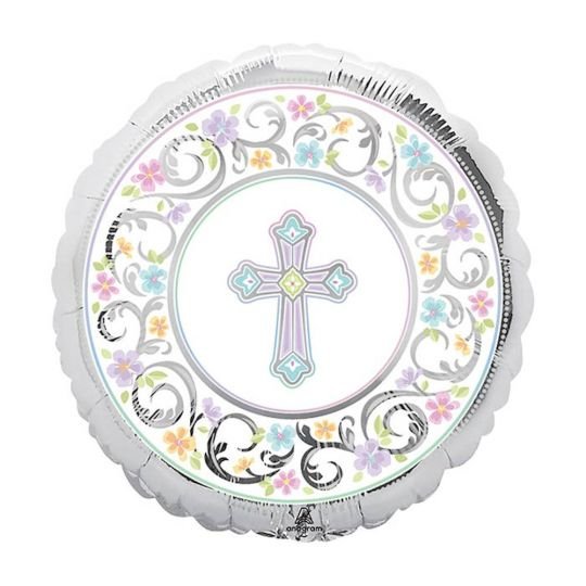 Elegant White and Silver Religious Cross Mylar Balloon REL-16 - The ...
