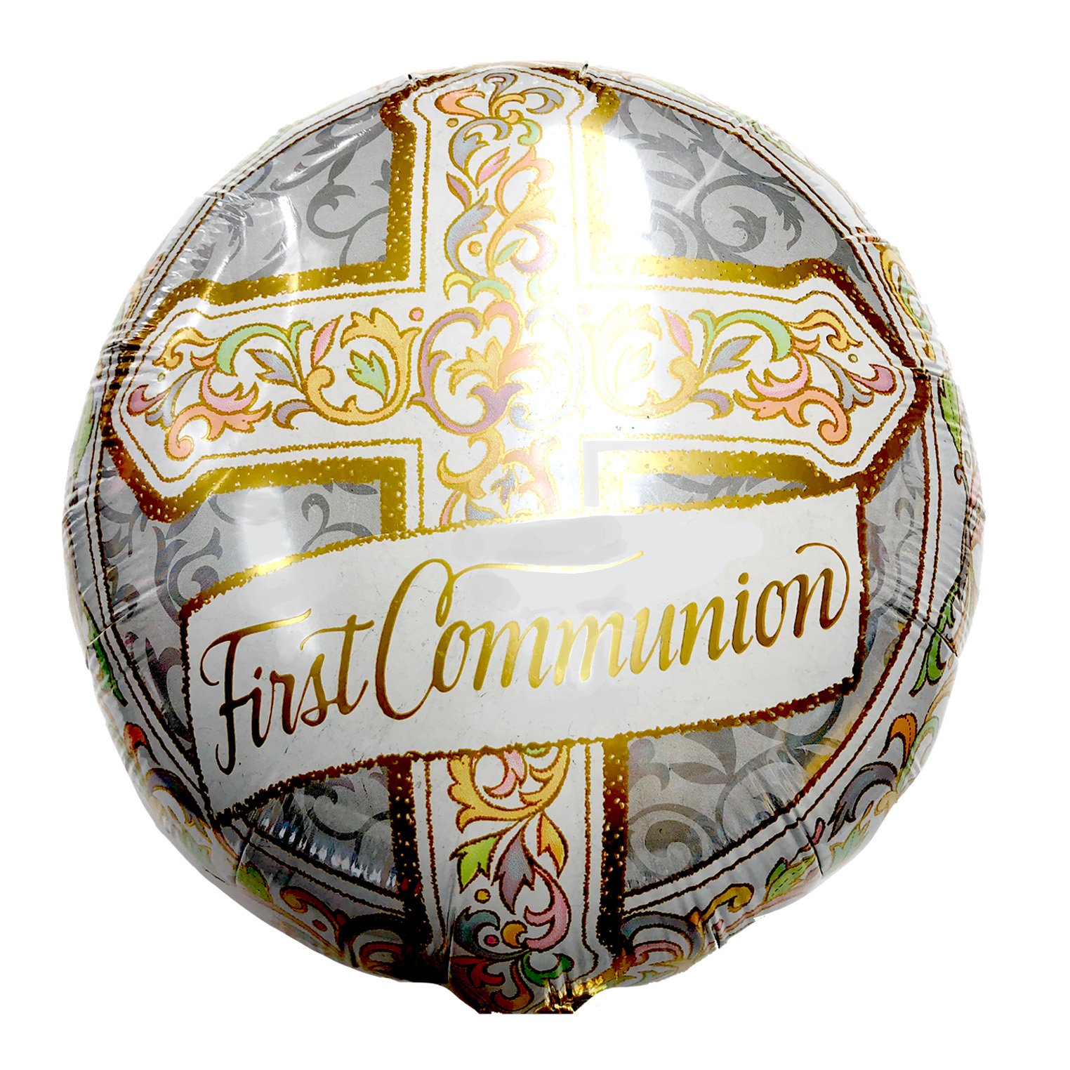 First Communion Gold and White Mylar Balloon with Cross - The Brat ...