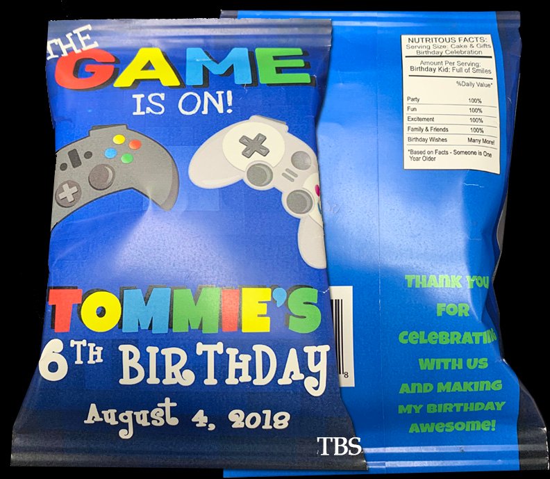 Game On Party Favor Chip Bags - The Brat Shack, NY