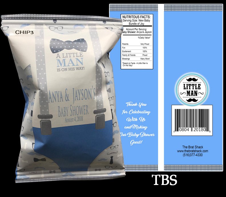 Little Man Party Favor Chip Bags - The Brat Shack Party Store