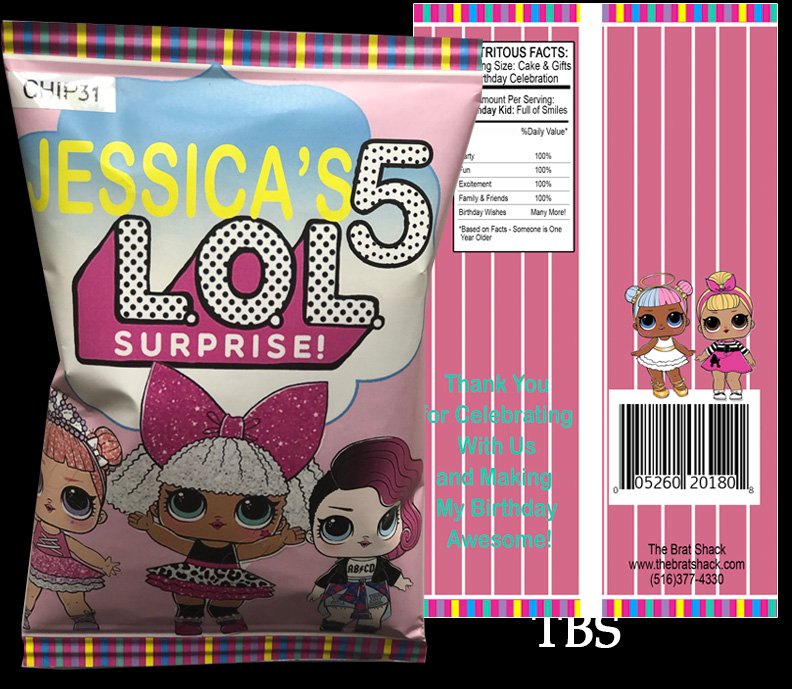 LOL Surprise Inspired Party Favor Chip Bags - The Brat Shack, NY