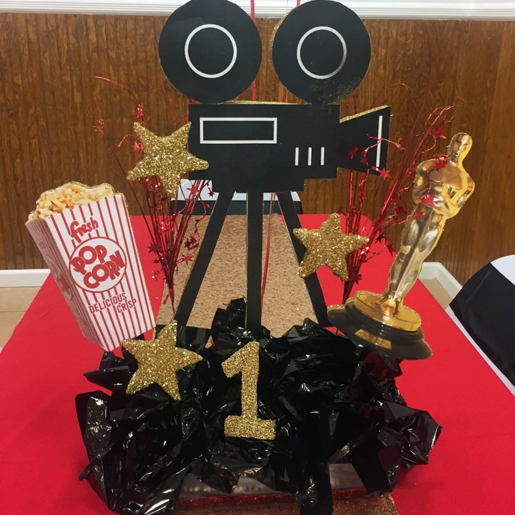 Hollywood theme Centerpiece with Clapboard for Party |The Brat Shack